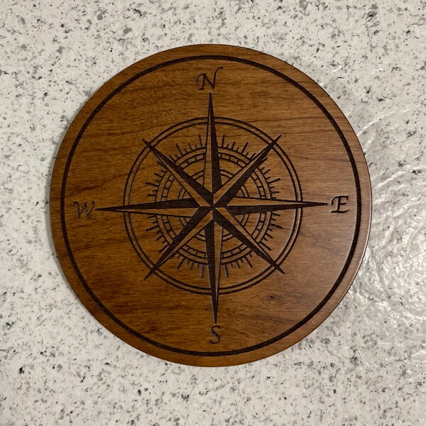 Compass Coaster – Crafted From Cherry or Maple Wood - Etsy