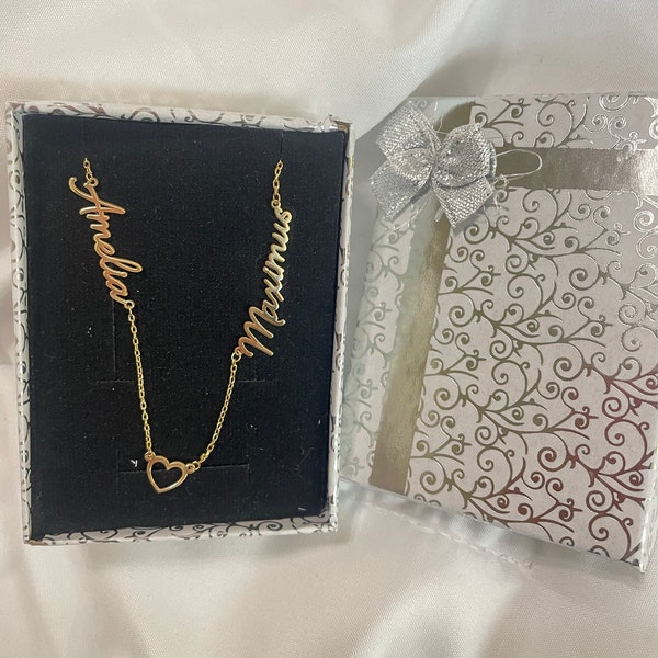 Two Name Necklace With Heart, Kids Name Necklace, Multiple Name ...