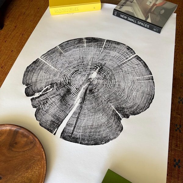 Old Ash Tree Ring Print, Tree Ring Wall Art, 24x36 Linocut Oversized ...