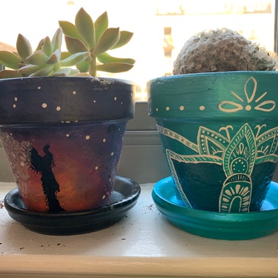 Hand Painted Terra Cotta Pot Famous Artwork Collection NSV Van Gogh's ...