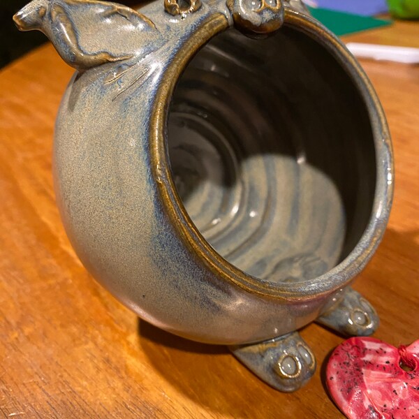 Pottery, Wheel Thrown, Berry Bowl, 6x2.5, Lots of Holes, Green ...