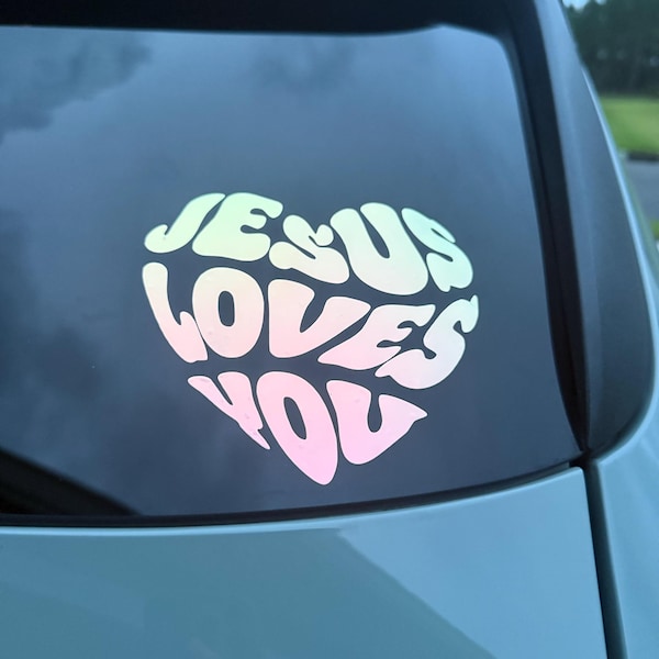 Jesus Loves You Car Decal- Christian Vinyl Car Decal, Rearview Mirror ...