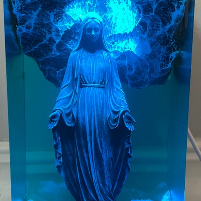 Blessed Mother Resin Wood Lamp,virgin Mary, Christian Art,christian ...