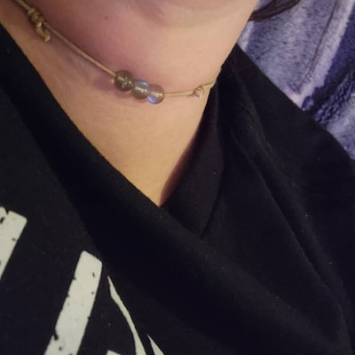 Edgy Double Layered Thin Black Choker Necklace, Teardrop Necklace ...