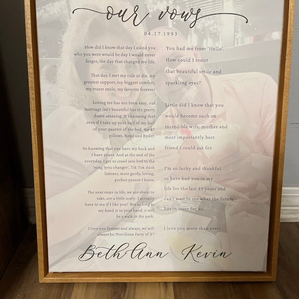 Custom Wedding Vows | Wedding Vows Canvas | Vow Prints | Vows Framed ...