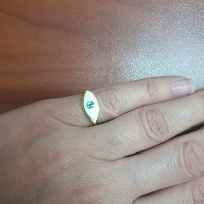 Blue Ocean Shell Ring, Gold & Blue Enamel Style, Beach Jewelry for All ...