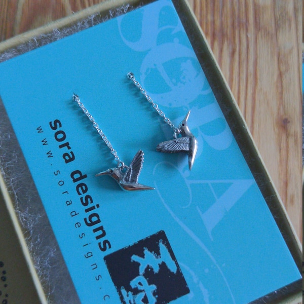 Realistic Hummingbird Earrings, Pull Through Earrings, Hummingbird ...