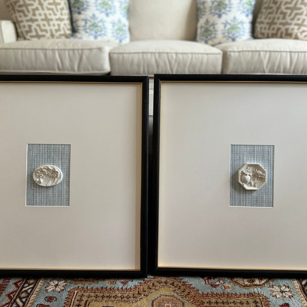 Coastal Intaglio Art on 6X6 or 5X7 Canvas, Coral, Shells or Sand Dollar ...
