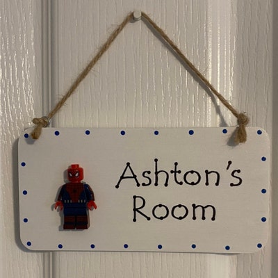 Spiderman Black Personalised Door Sign Plaque Superhero Minifigure ...