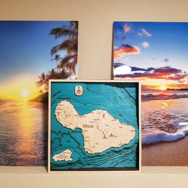 Hawaiian Islands 3-D Wooden Map - Etsy