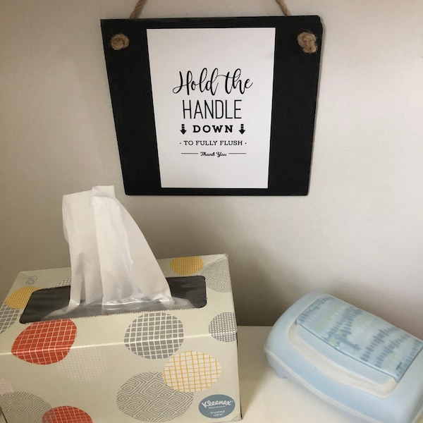 Hold Handle Down to Fully Flush Printable Bathroom Sign ~ Cute Toilet ...
