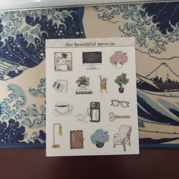 Home Office Deco Stickers / Planner Sticker / Vertical Planner / Happy ...
