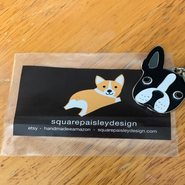 Boston Terrier Key Chain for Home or Car, 1" Split Ring, Silver Tone ...