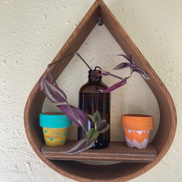 Small Teardrop Cubby | Plant Shelf | Wooden Wall Shelf | Wall Hanging ...