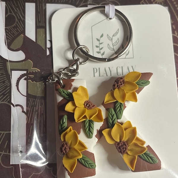 Polymer Clay Letter Keychain Initial Keychain - Etsy