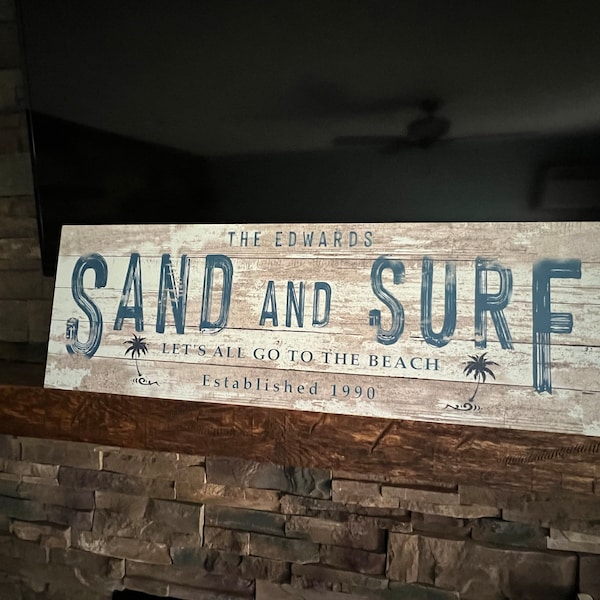 Coastal Sand and Surf Wall Decor, Rustic Chic Beach House Sign, Beach ...
