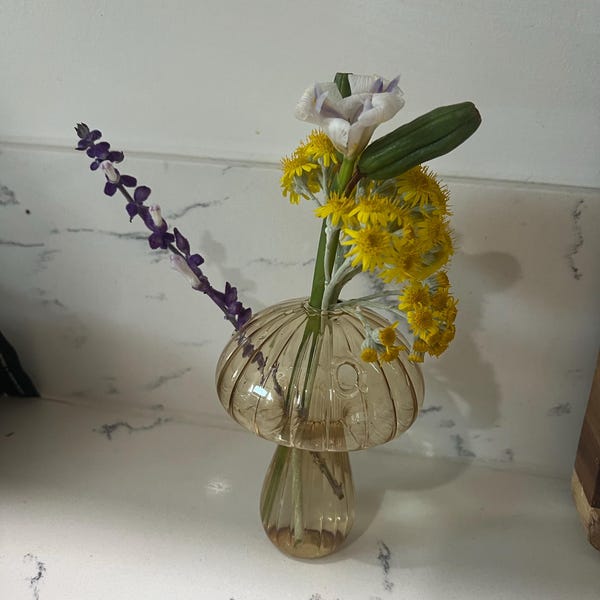 Glass Mushroom Bud Vase, Floral Home Decor, Mushroom Decor, Creative ...