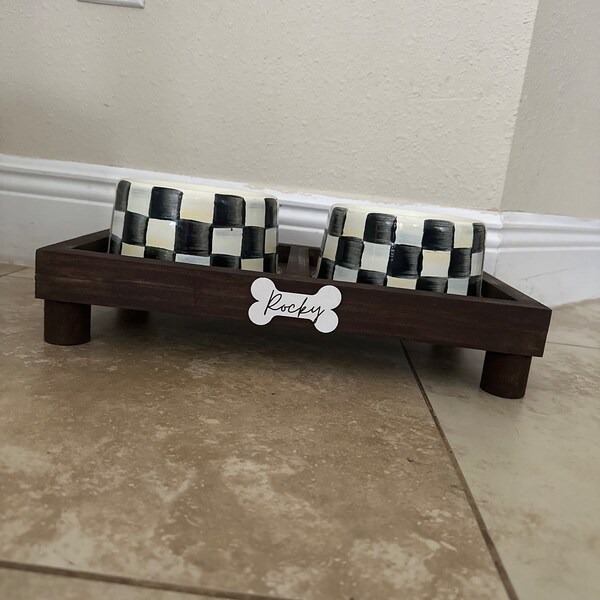 Custom Dog Bowl Feeding Stand | Personalized Breed Dog Feeder | Dog ...