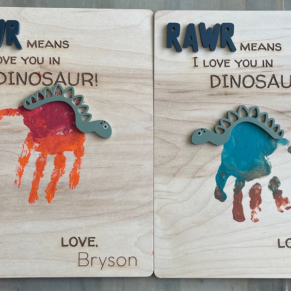 I Love You Dinosaur Handprint Sign | Baby/toddler Valentines Handprint ...