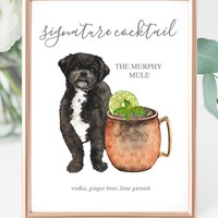 Custom Signature Pet & Drinks Digital Print, Signature Cocktail Sign ...