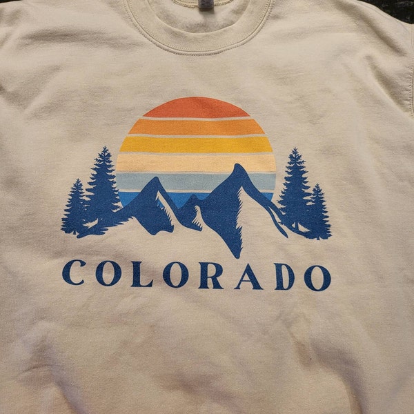 Colorado Crewneck Sweatshirt Retro Sunset Sweatshirt Rocky Mountains ...