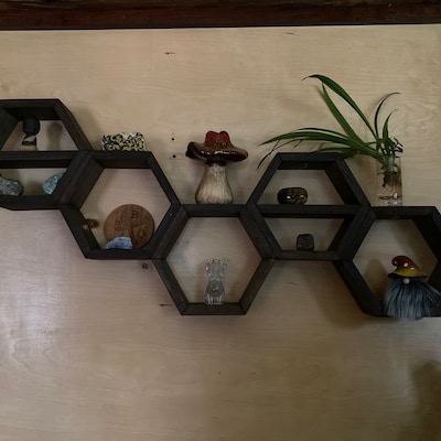 Hexagon Shelves Wall Beehive Bee Honeycomb Shelf Decor Wood Home ...