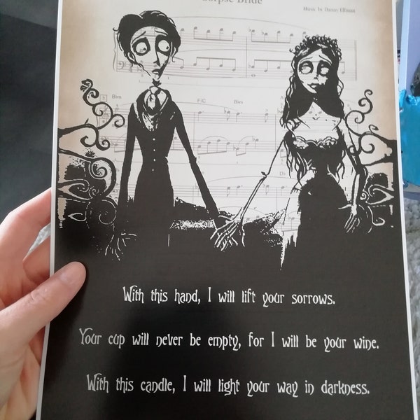 Corpse Bride Print Victor and Emily Art Print "with This Hand" Quote ...