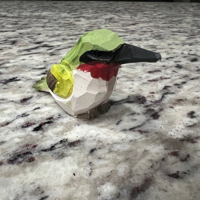 Hummingbird Wooden Figurine Ruby-throated Gift Decoration Handmade Bird ...