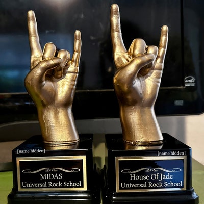 YOU ROCK Rock Star Award Rock on Hand Trophy Funny Trophy Achievement ...