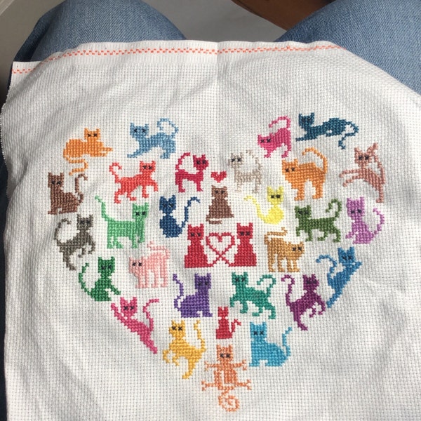 Heart and Cats 2 Cross Stitch Pattern - Instant Download PDF - Etsy