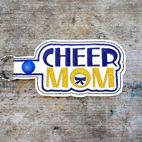 Cheer Mom Key Chain Embroidery Design in the Hoop, Snap-tab Ith Key Fob ...