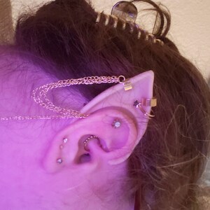 Elf Ears Cuff With Moon Star Chain Gothic Witch Wrap Earrings Fairy Ear ...