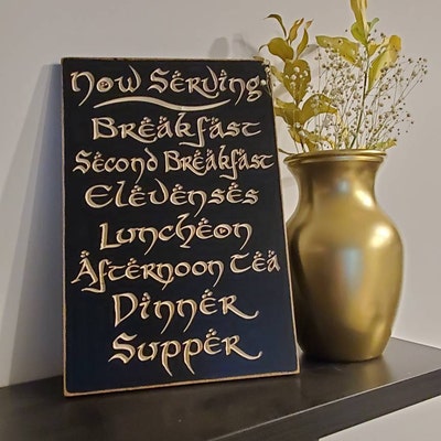 Hobbit Daily Meals Menu Second Breakfast Rustic Distressed Engraved ...