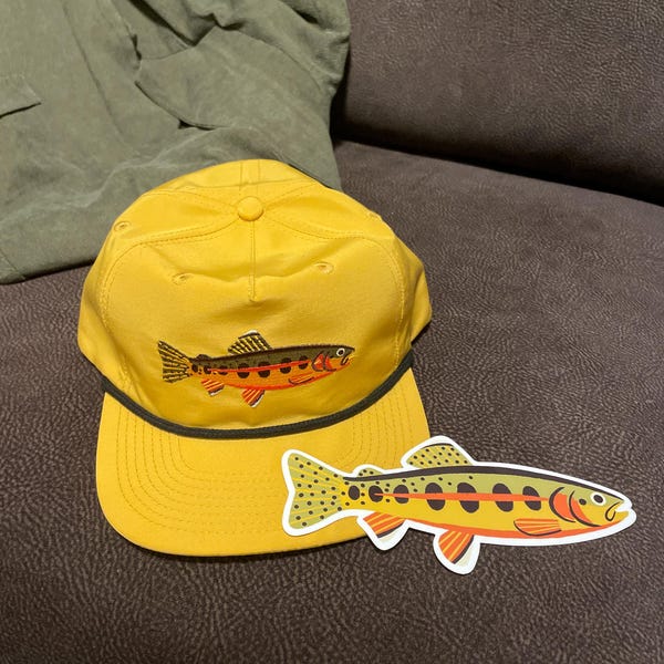 Trout Hat Fly Fishing Native Fish - Embroidered Fish - Snapback Cap One Size Fits All - Fly ...