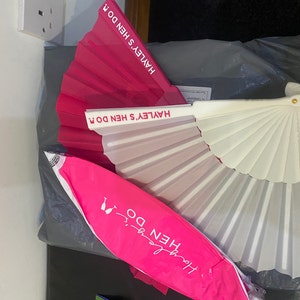 Personalised Pink Hand Fan, Hen Party Fan, Bridal Party Favours for Hen ...