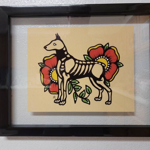 Dia De Los Muertos Dog DOBERMAN Day of the Dead Art Print 5 X 7, 8 X 10 ...