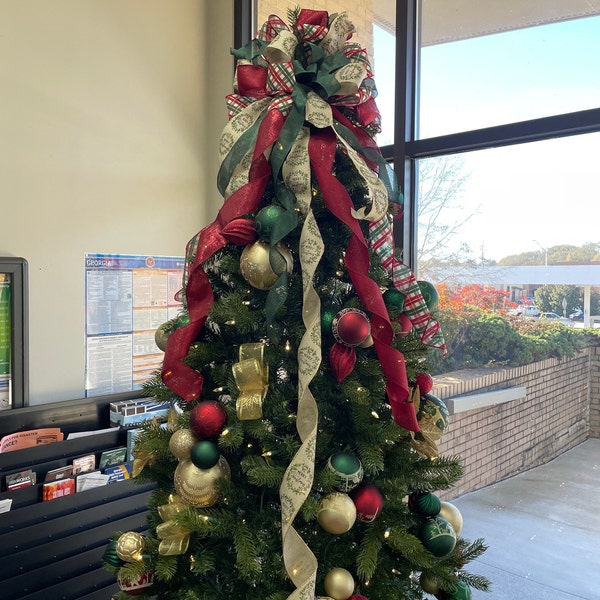 Large Christmas Bow for Tree, Whimsical Christmas Tree Topper ...