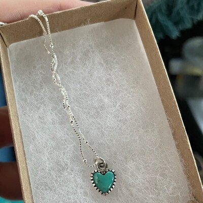 Sterling Silver Turquoise Heart Necklace, Little Turquoise Heart ...