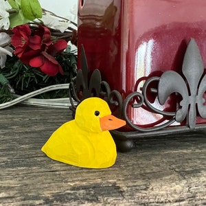 Baby Duck Yellow Bird Figure Statue Wood Decor Small Animal Bath Tub ...