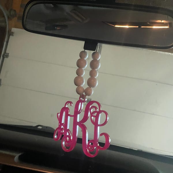 Car Charm Chinoiserie Car Monogram Blue White Mirror Charm Car Charm ...