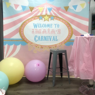 Carousel Banner Carnival Banner Circus Party Backdrop Pastel Colors ...