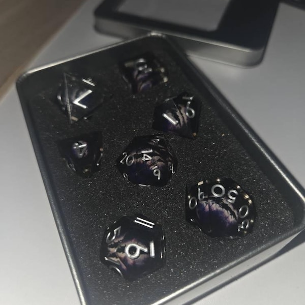 Red Blue Dragon Eye Dice Liquid Core Dice Set, Handmade Sharp Edge ...