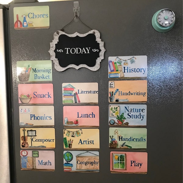 Watercolor Daily Rhythm Note Cards, Homeschool Picture Schedule ...