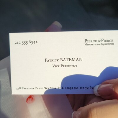 American Psycho Patrick Bateman Business Card Replicas / Movie Prop ...