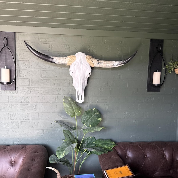 Cow Skull Wall Art 44-48" Wide - Real Home Decor - Gift for Her & Him ...
