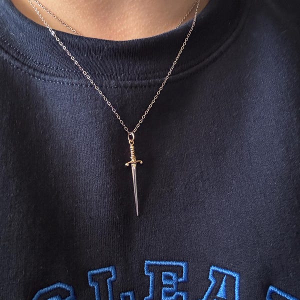 Sword Charm Necklace, Sterling Silver Sword Necklace, Sword Pendant ...
