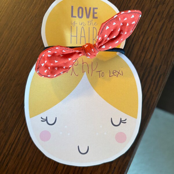 Scrunchie Valentine's Cards - Printable Girls Hair Tie Love is in the ...