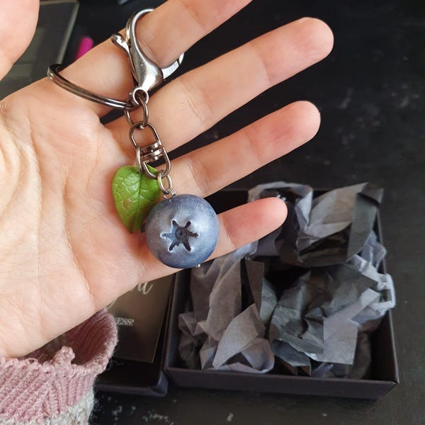 Handmade Big Blueberry Keychain, Blueberry Bag Charm, Berry Purse Charm ...