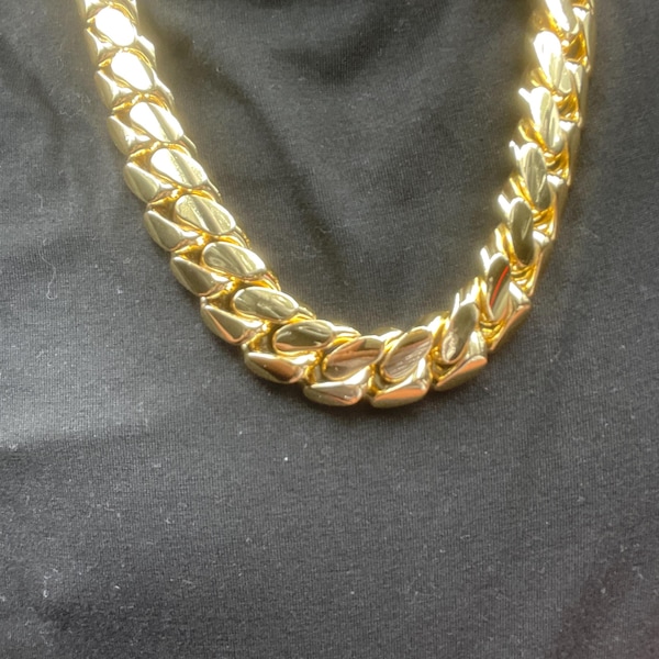 22mm Miami Cuban Link Chain 10k Plated Box Lock Solid Handmade ...