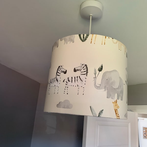 Kids Safari Lampshade Ceiling Light Shade for Jungle Animal Elephant ...